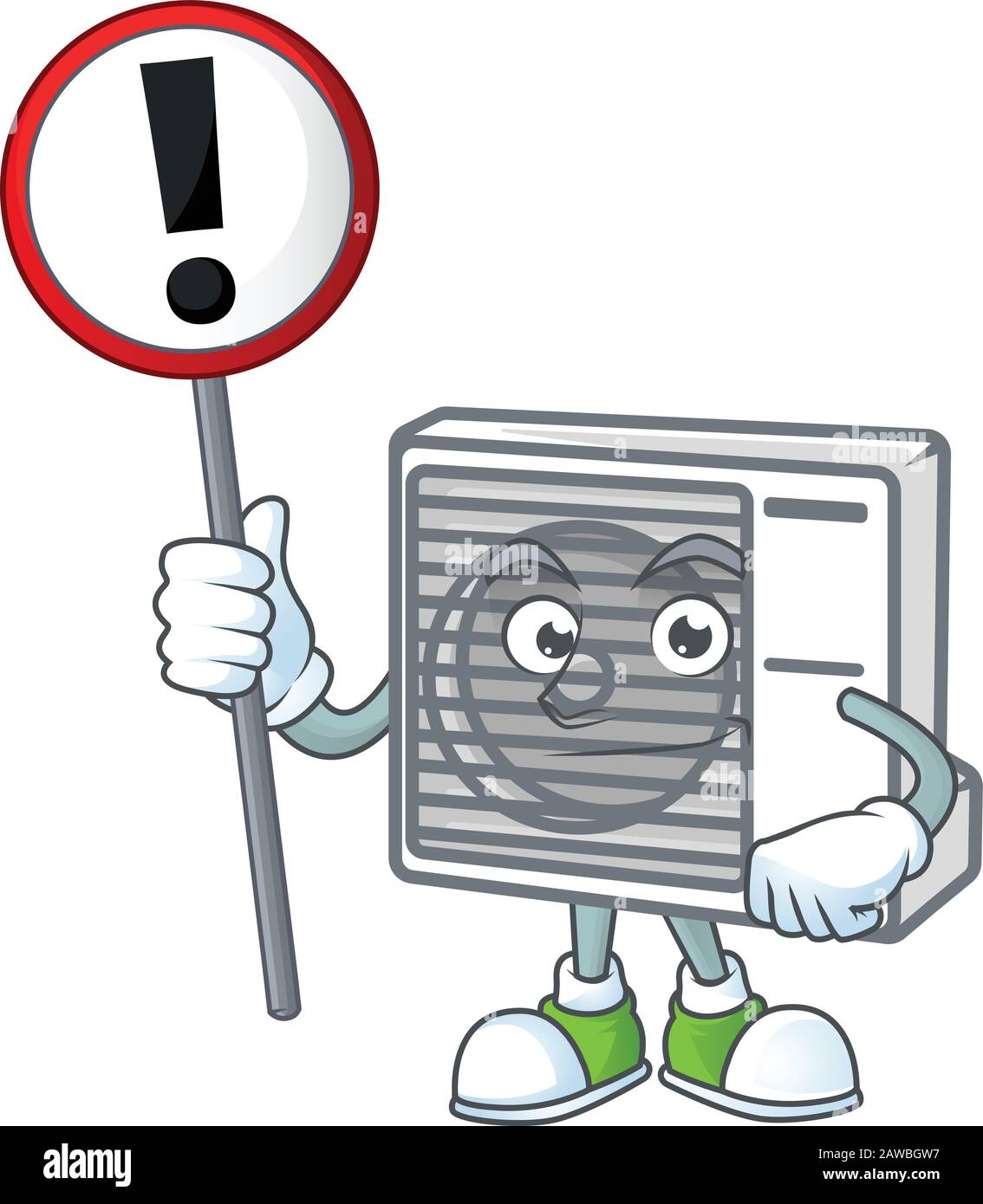 Cartoon character design of split air conditioner rise up a broad Stock ...