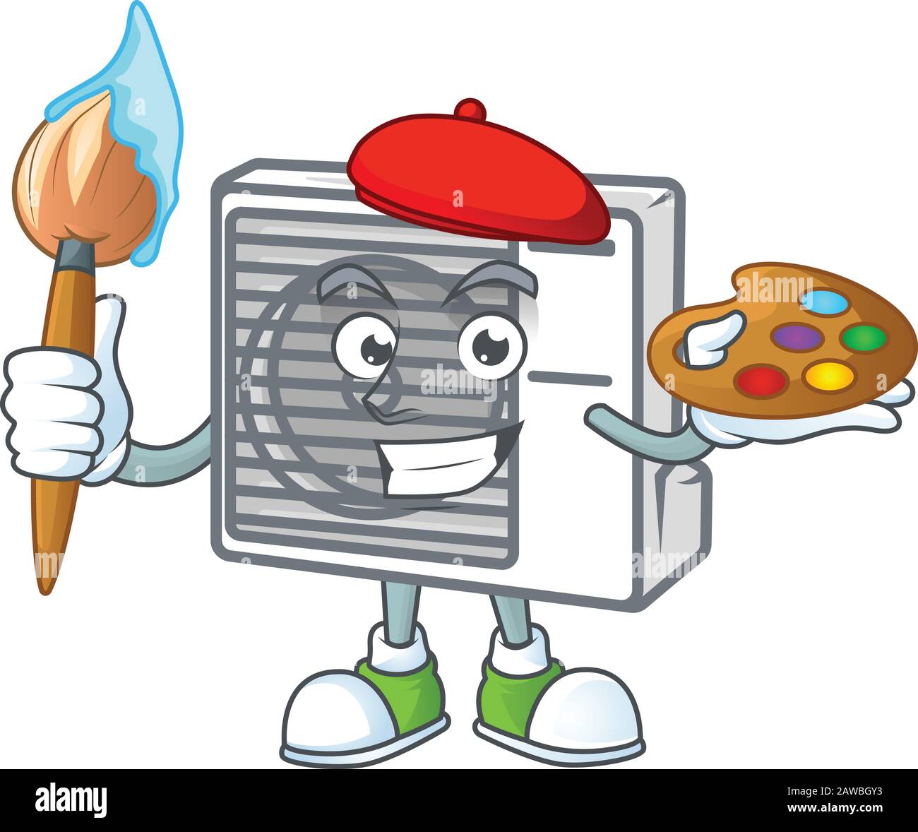 An elegant split air conditioner painter mascot icon with brush Stock ...