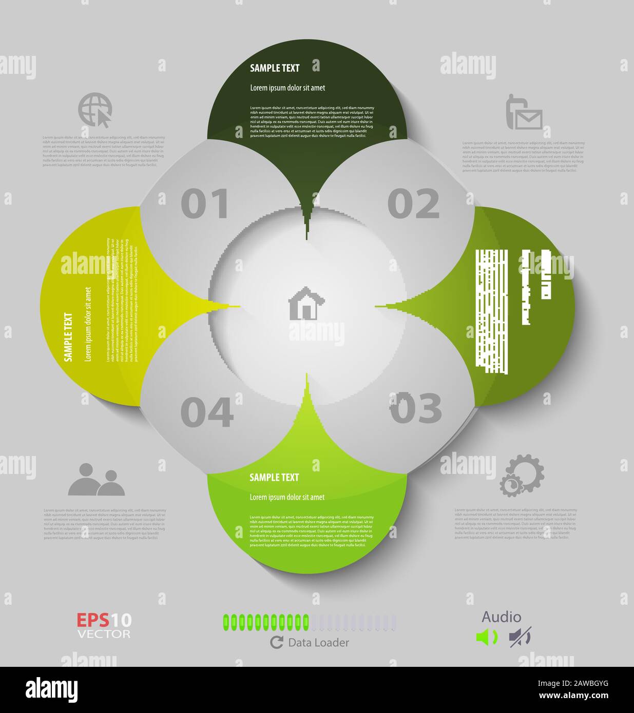 Stylized presentation template with empty text boxes and embellishment ...
