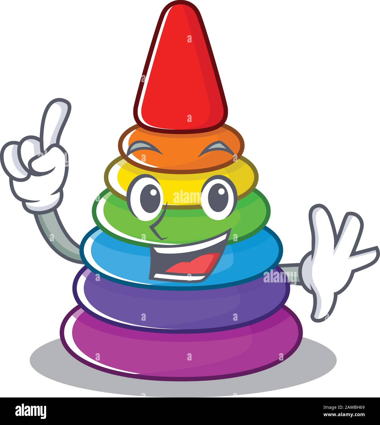 mascot cartoon concept toy pyramid in One Finger gesture Stock Vector ...