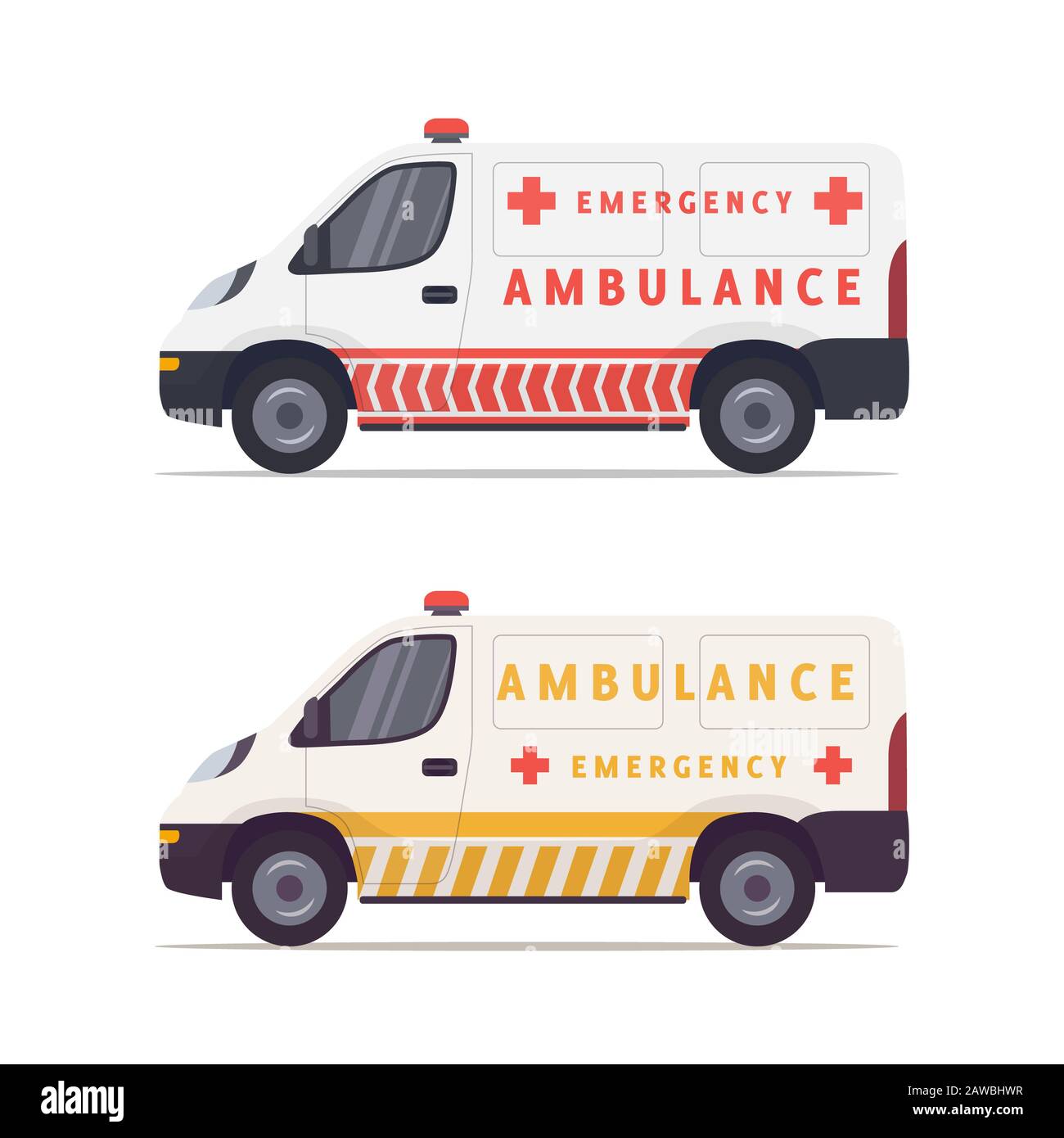 ambulance medical transportation with side view and flat style - vector ...