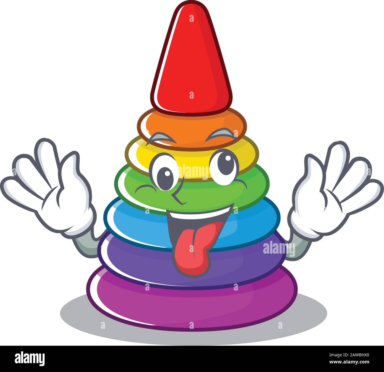 Cute sneaky toy pyramid Cartoon character with a crazy face Stock ...