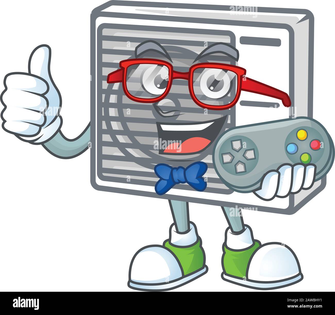 An attractive gamer split air conditioner cartoon character design ...