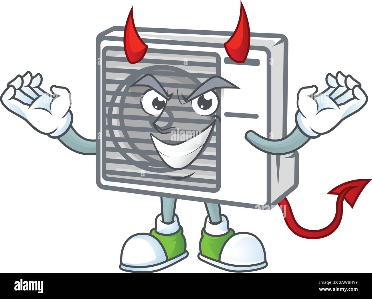 A cruel devil split air conditioner Cartoon character design Stock ...