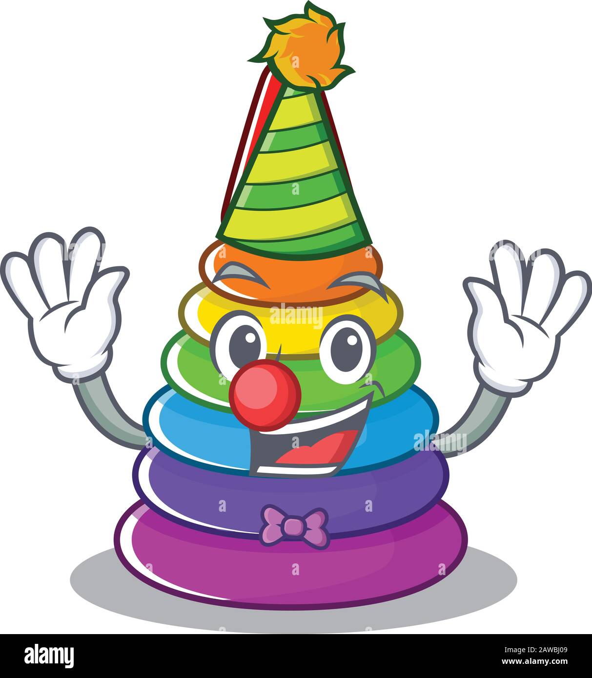 Funny Clown toy pyramid cartoon character mascot design Stock Vector ...