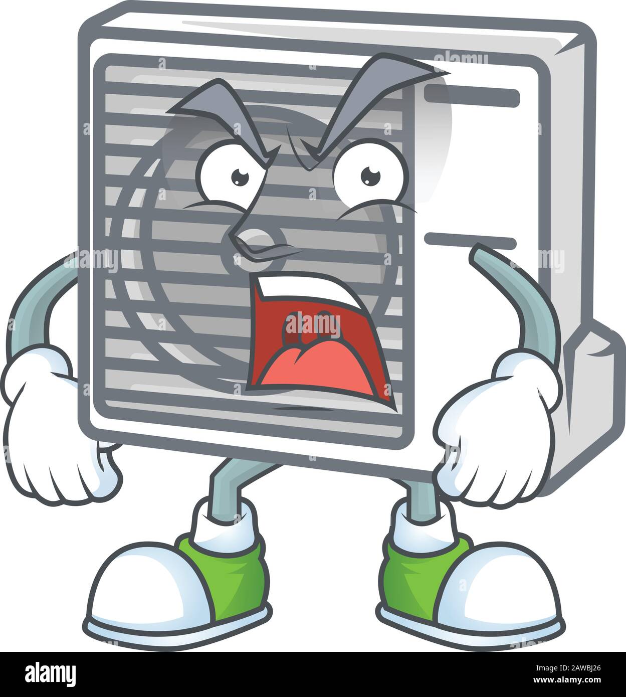 Split air conditioner cartoon character design with angry face Stock ...