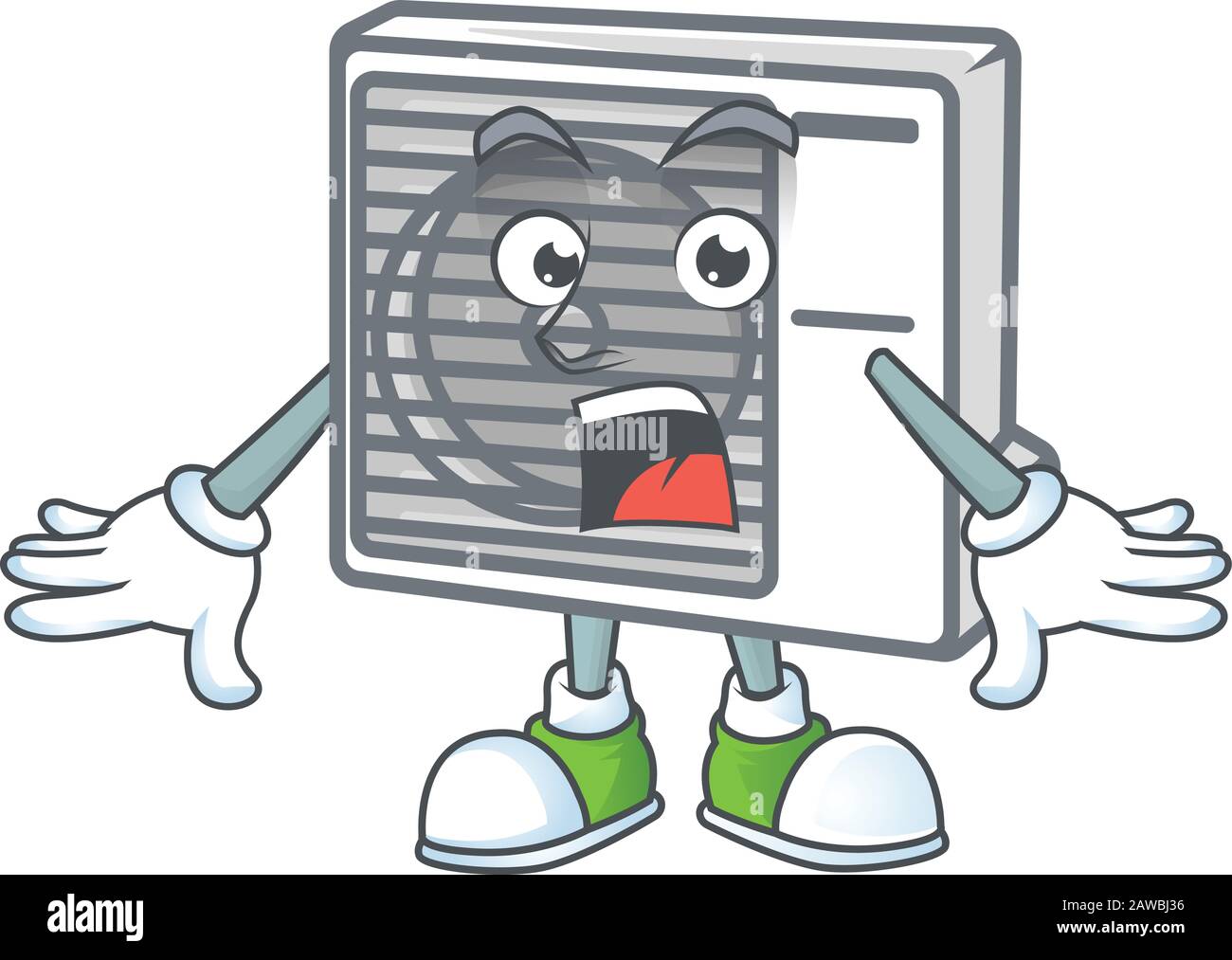 cartoon character design of split air conditioner with a surprised ...