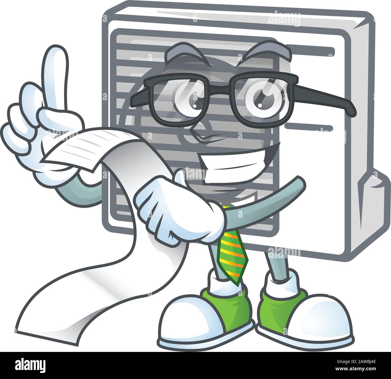 A funny face character of split air conditioner holding a menu Stock ...