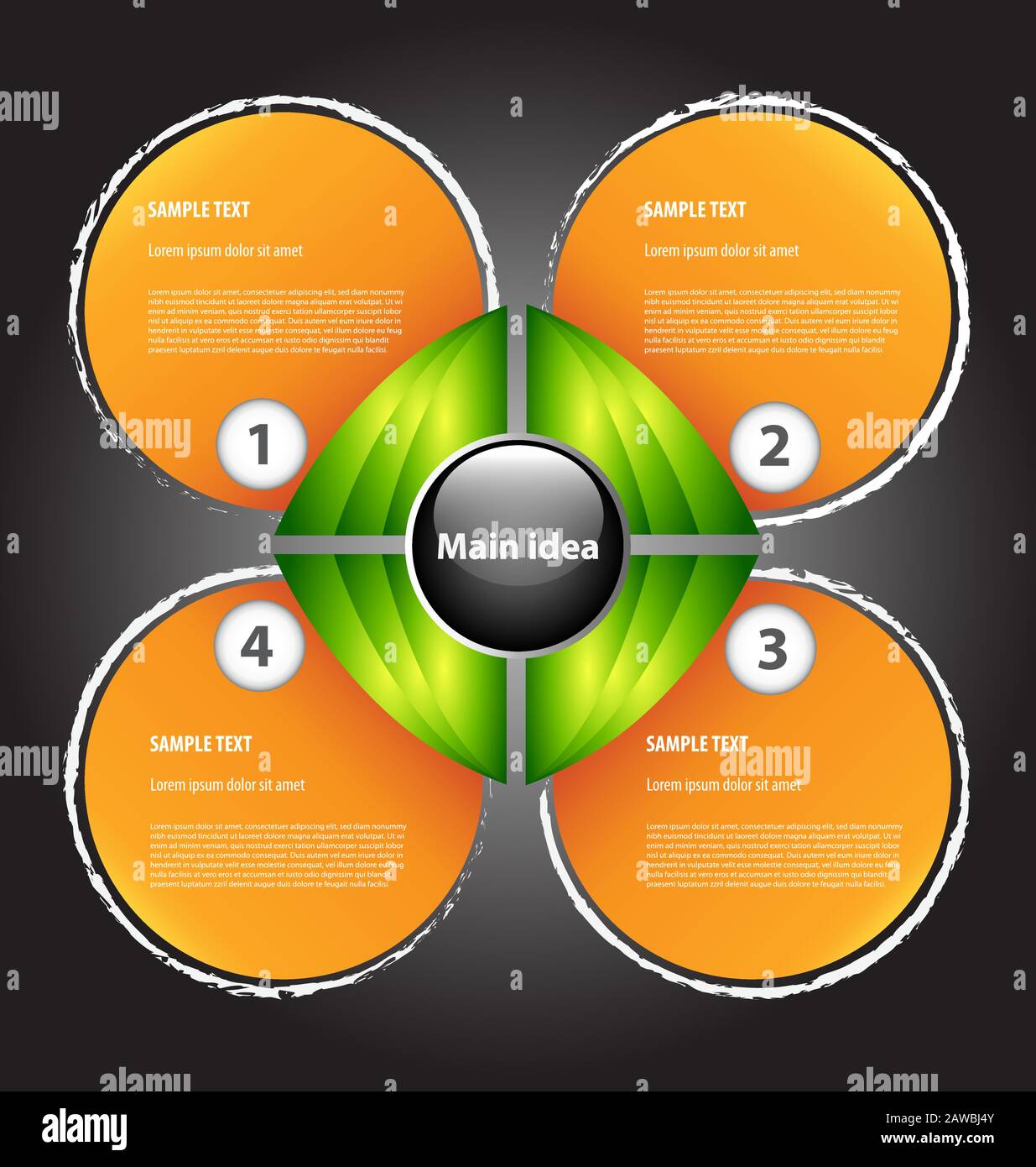 Stylized presentation template with empty text boxes and embellishment ...