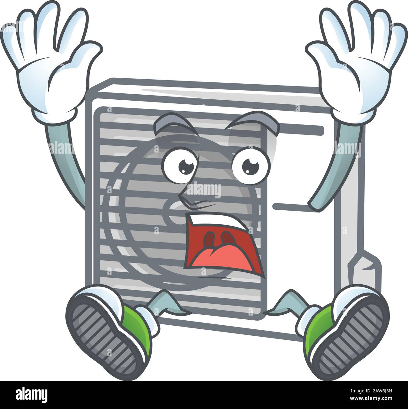 A picture of split air conditioner cartoon design with shocking gesture ...