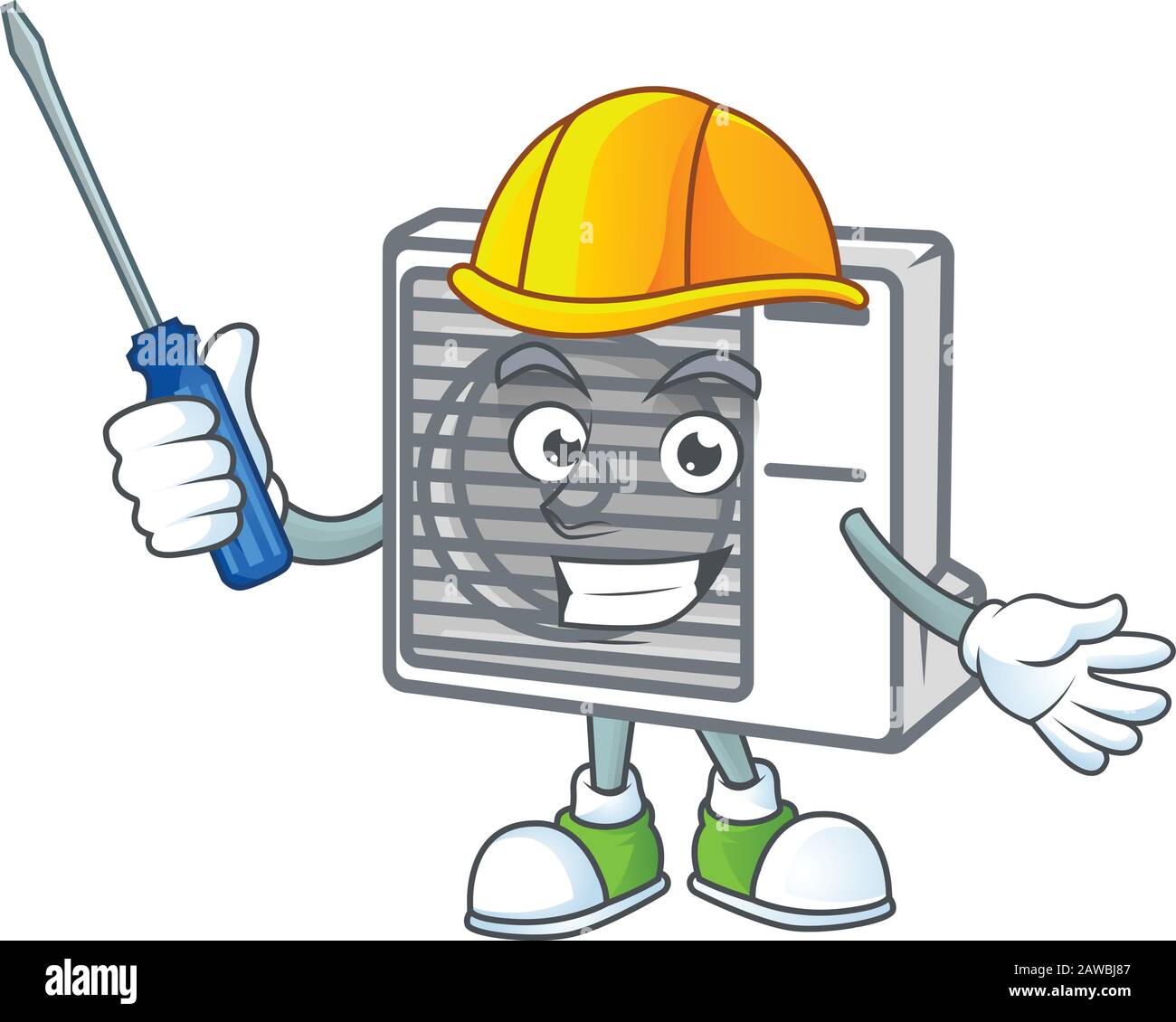 Smart automotive split air conditioner in cartoon character style Stock ...