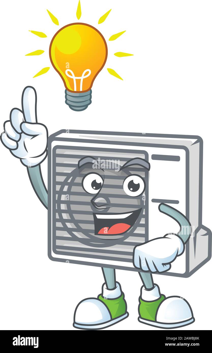 Smart split air conditioner cartoon character has an idea Stock Vector ...