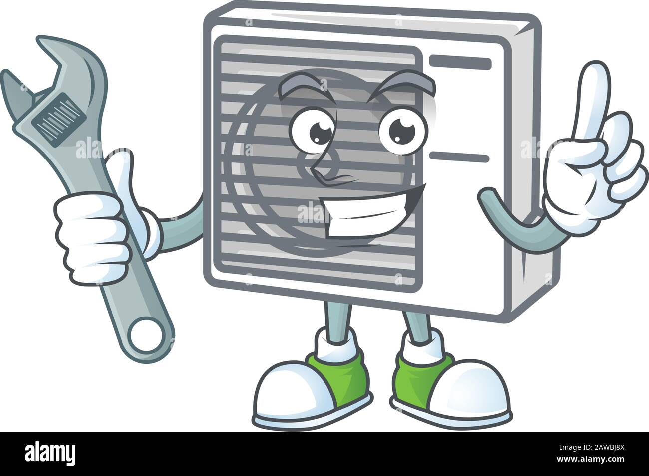 happily Mechanic split air conditioner cartoon character design Stock ...