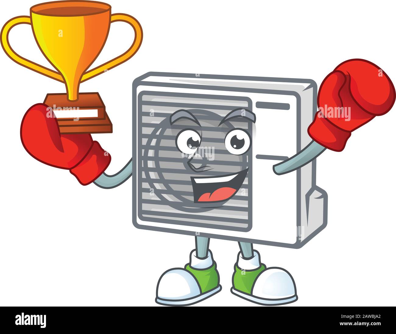 Super cool Boxing winner of split air conditioner in mascot cartoon ...