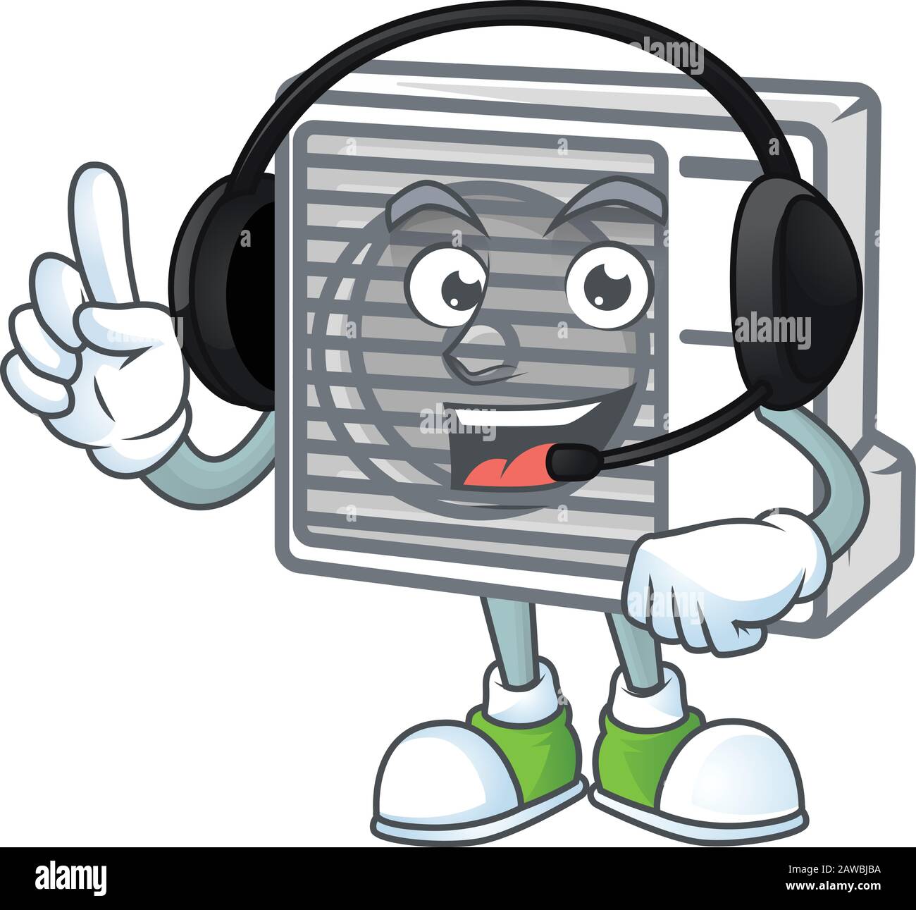 Sweet split air conditioner cartoon character design speaking on a ...