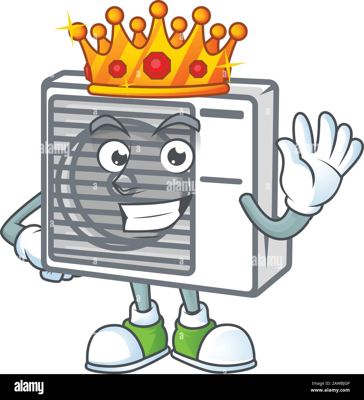 A dazzling of split air conditioner stylized of King on cartoon mascot ...