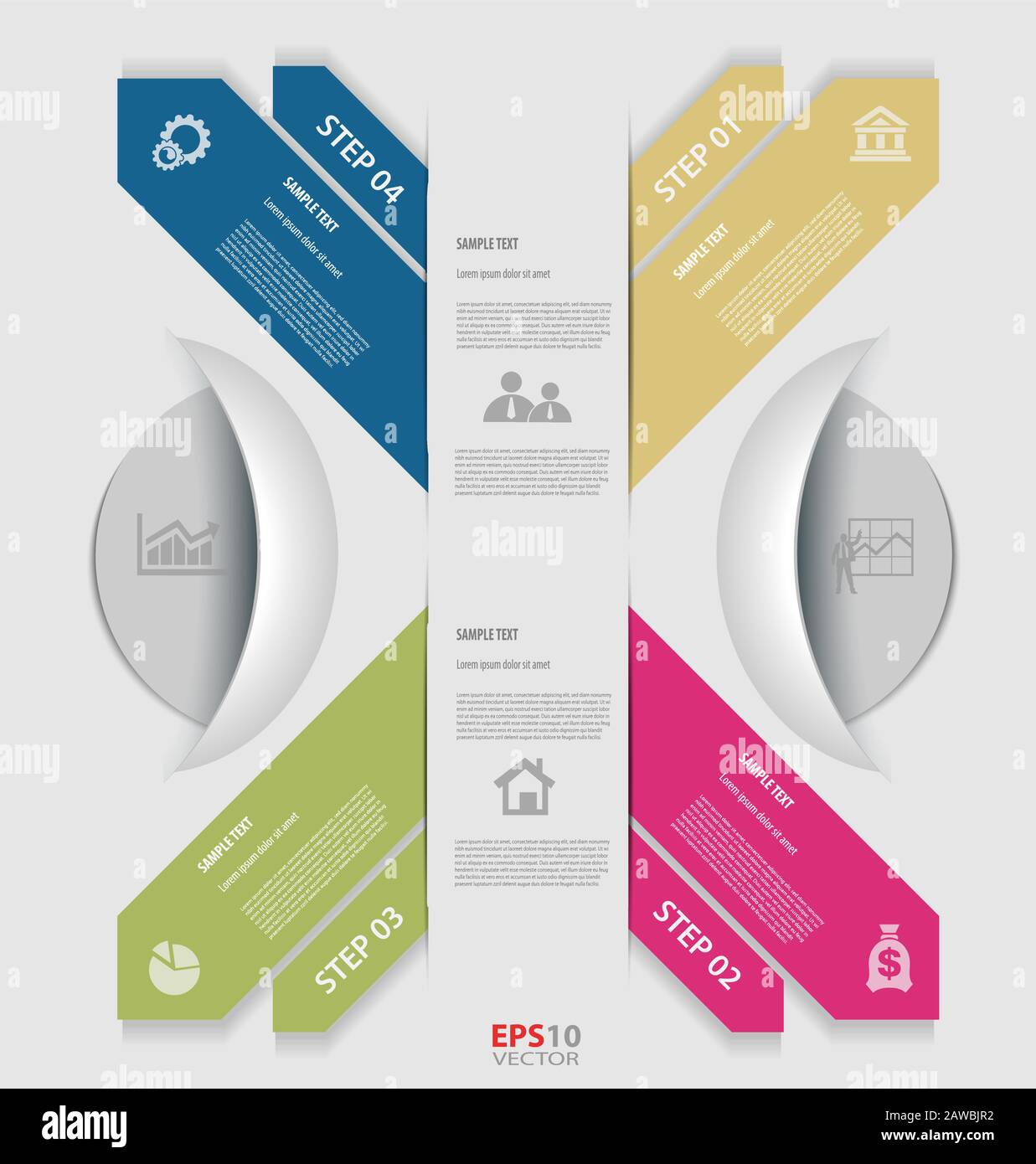 Stylized presentation template with empty text boxes and embellishment ...