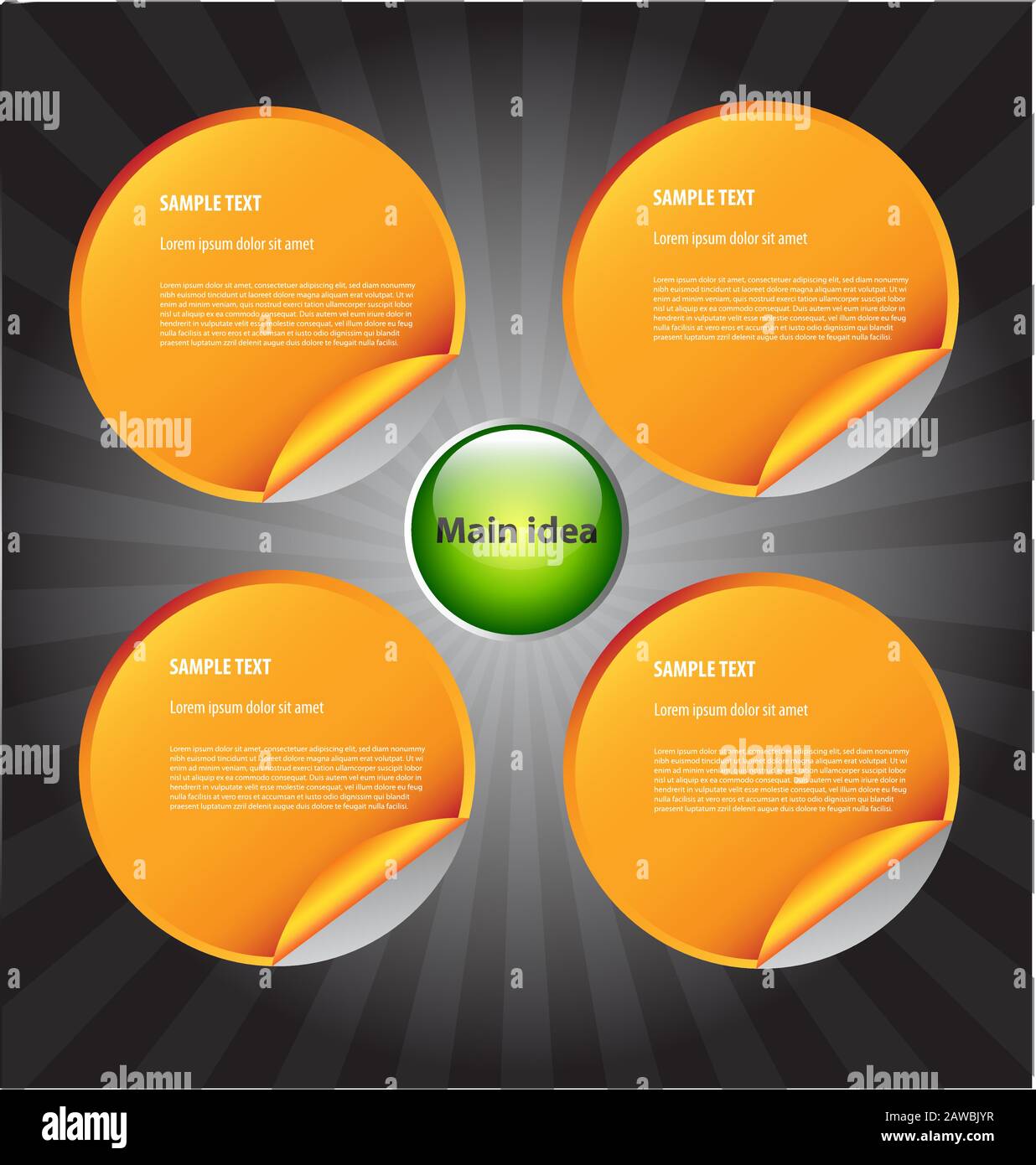 Stylized presentation template with empty text boxes and embellishment ...