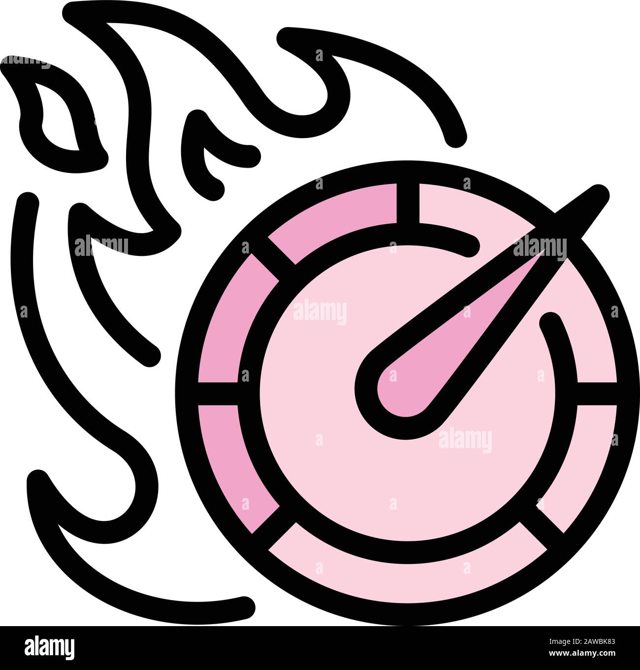 Fire speedometer icon. Outline fire speedometer vector icon for web ...