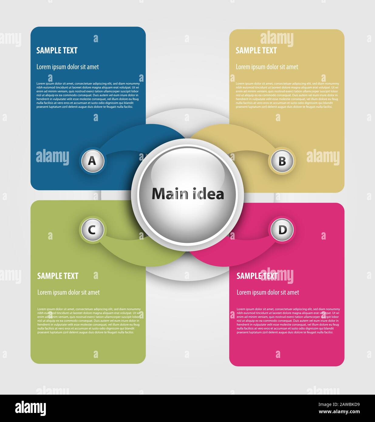 Stylized presentation template with empty text boxes and embellishment ...