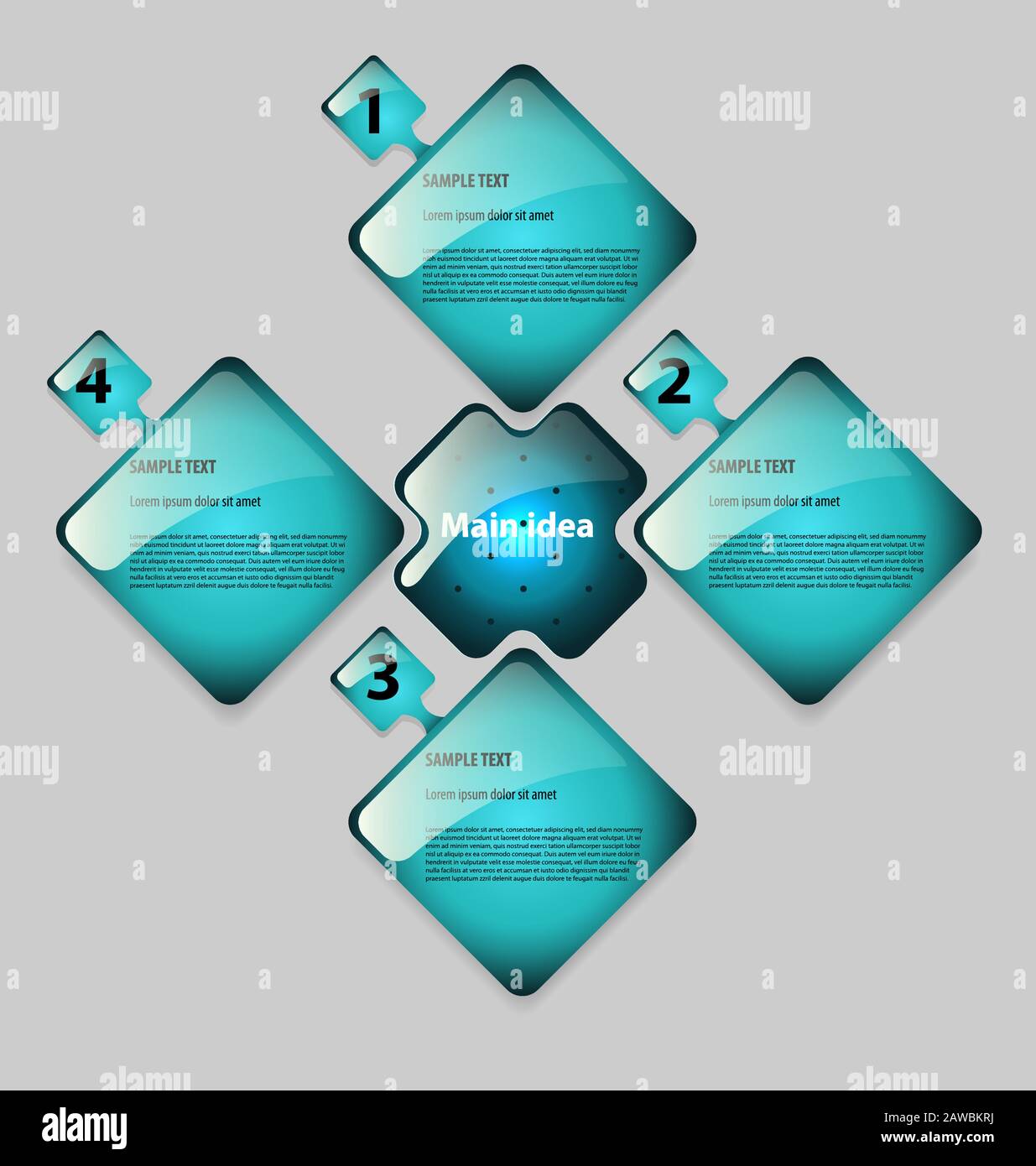 Stylized presentation template with empty text boxes and embellishment ...