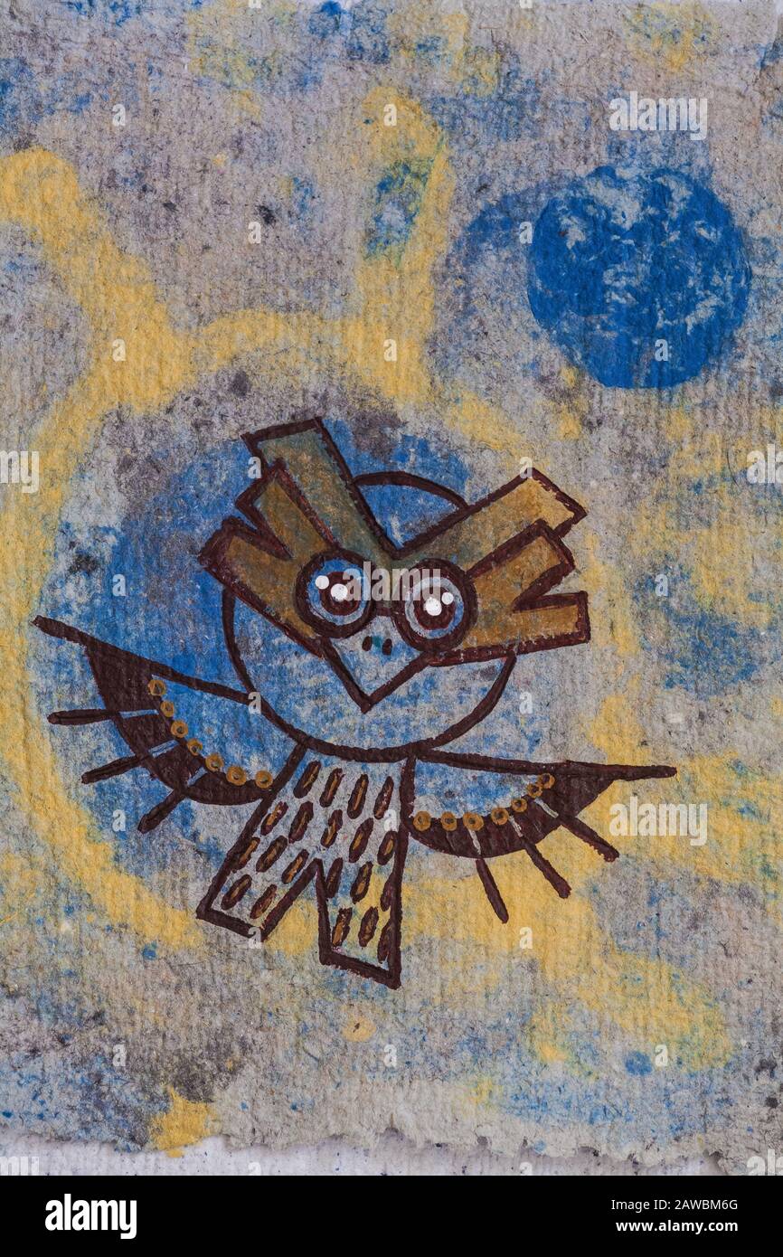 Shamanic power animal illustration of an owl Stock Photo - Alamy