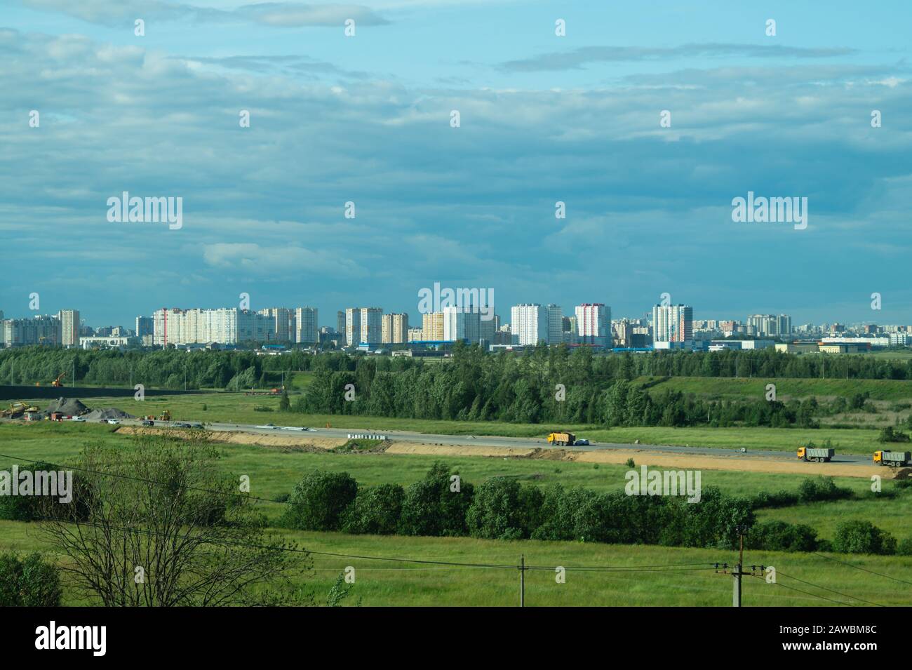 Urban cityscape panoramic view. horizon line with buildings. nature ...