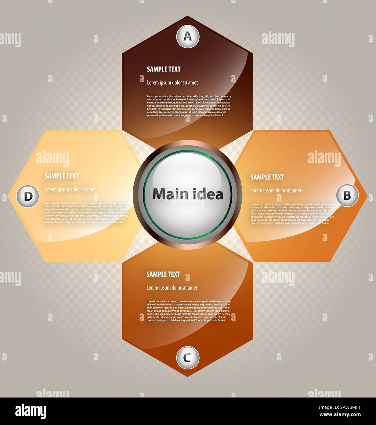 Stylized presentation template with empty text boxes and embellishment ...