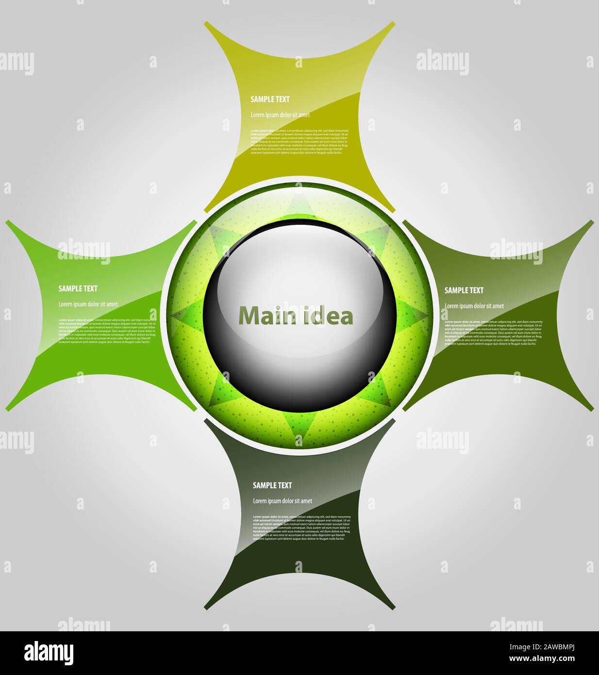 Stylized presentation template with empty text boxes and embellishment ...