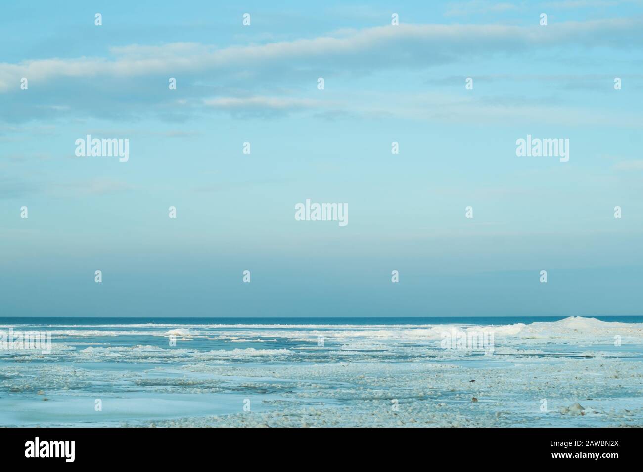 Blue frozen lake with the sky. winter landscape. nature background with ...