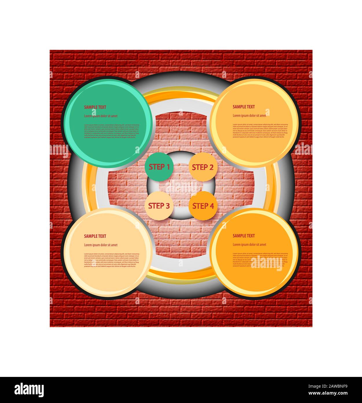 Stylized presentation template with empty text boxes and embellishment ...