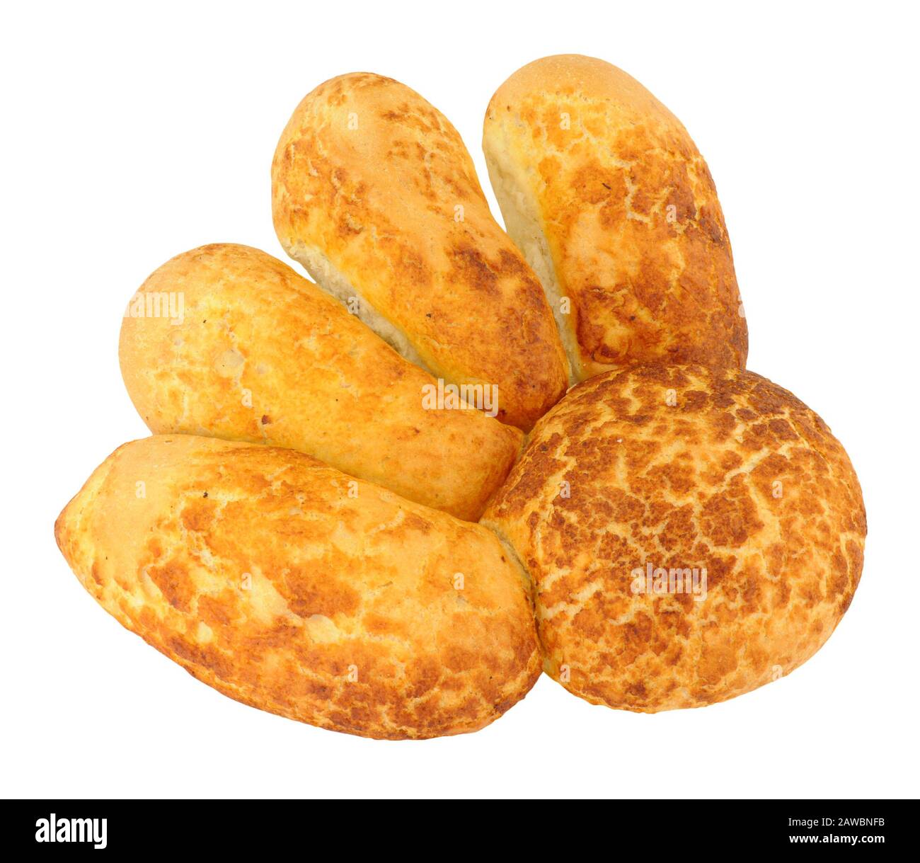 Freshly baked crusty tiger paw bread loaf isolated on a white ...