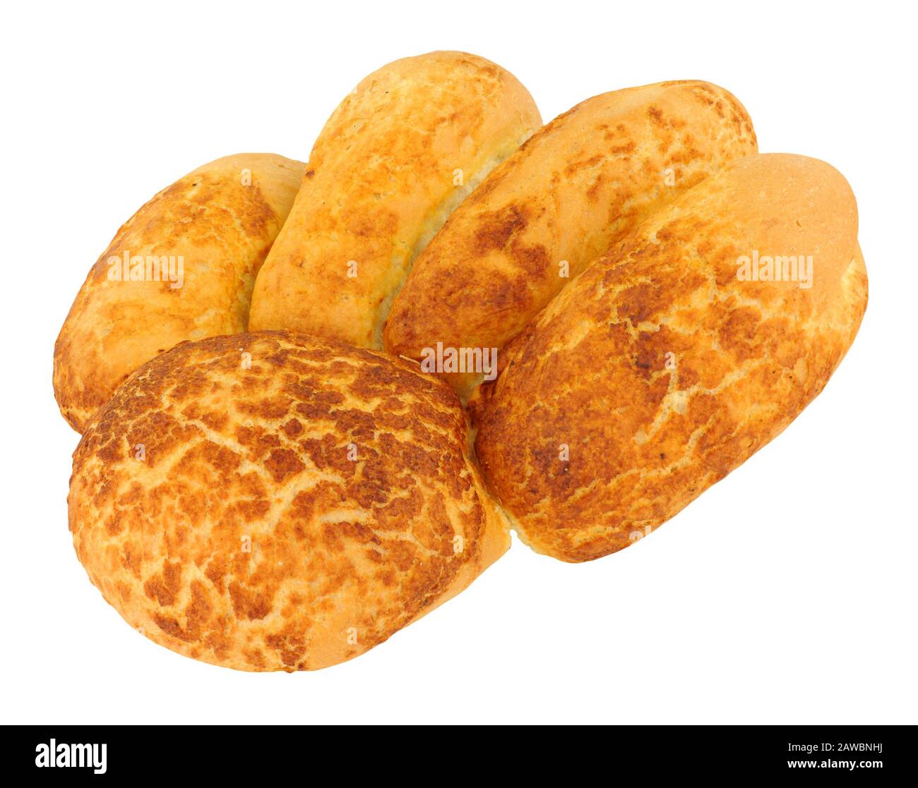 Freshly baked crusty tiger paw bread loaf isolated on a white ...