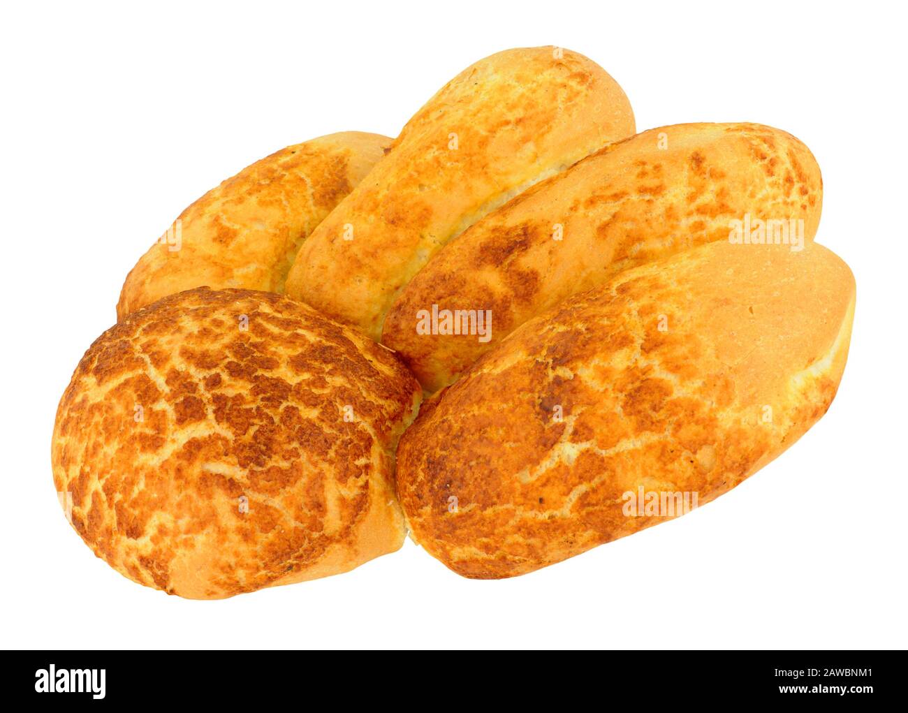 Freshly baked crusty tiger paw bread loaf isolated on a white ...