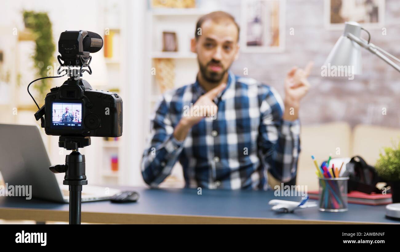 Famous influencer talking audience recording hi-res stock photography ...