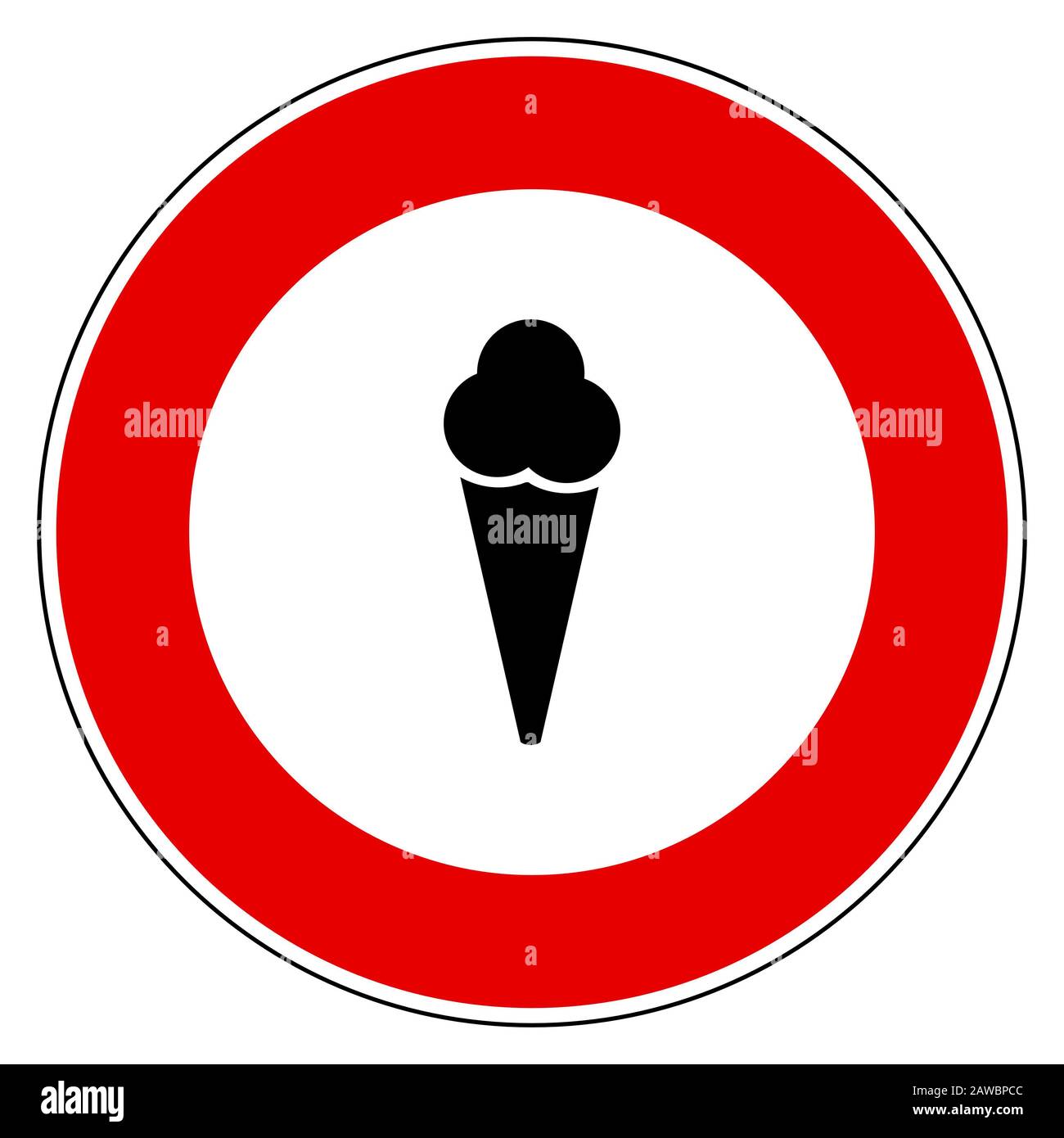 Ice cream and prohibition sign Stock Photo - Alamy