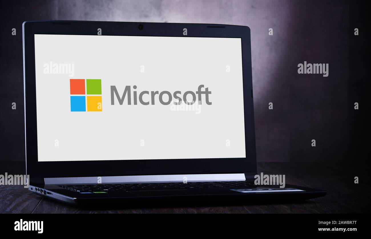 POZNAN, POL - NOV 14, 2019: Laptop computer displaying logo of ...