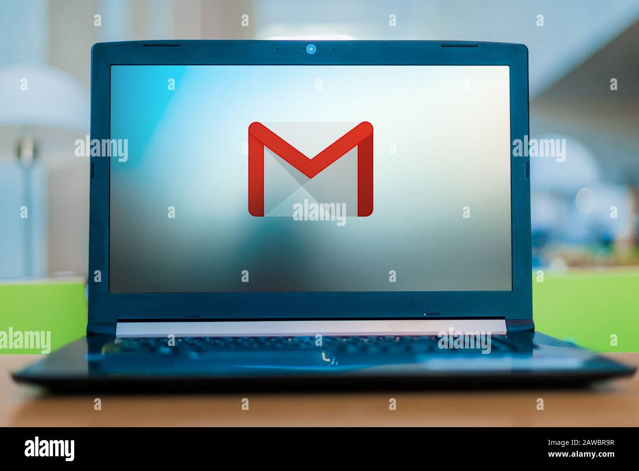 POZNAN, POL - DEC 11, 2019: Laptop computer displaying logo of Gmail, a ...