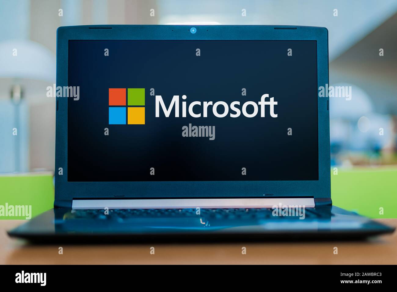 POZNAN, POL - DEC 11, 2019: Laptop computer displaying logo of ...