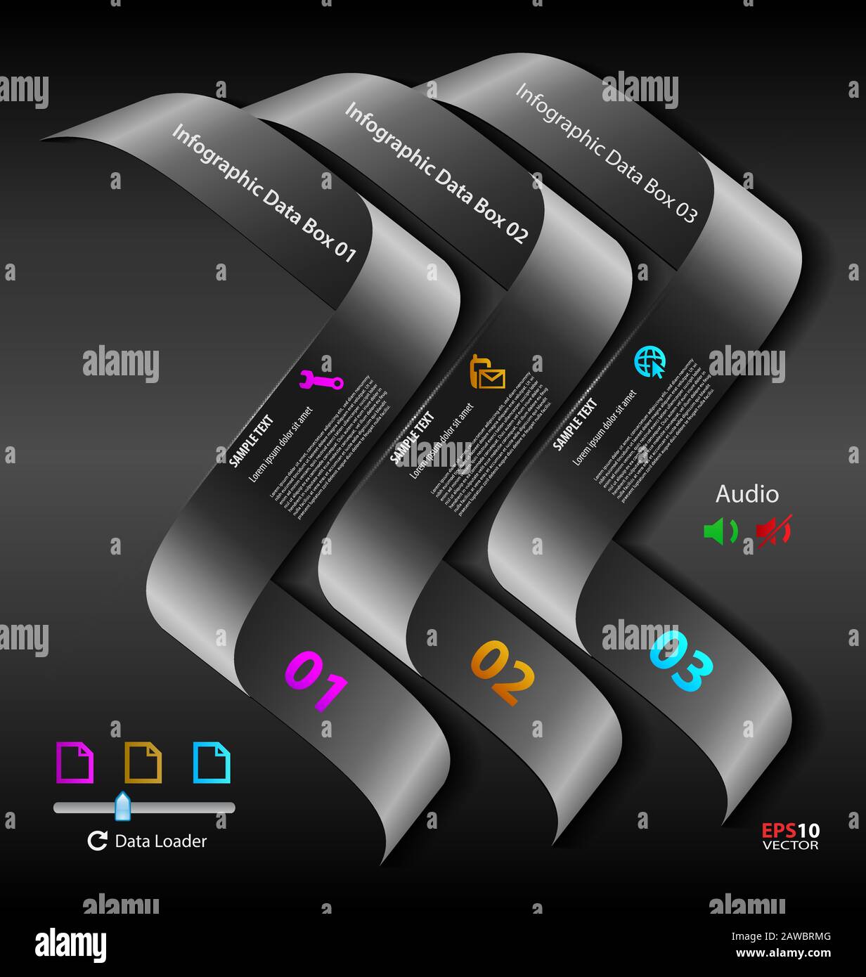 Stylized presentation template with empty text boxes and embellishment ...