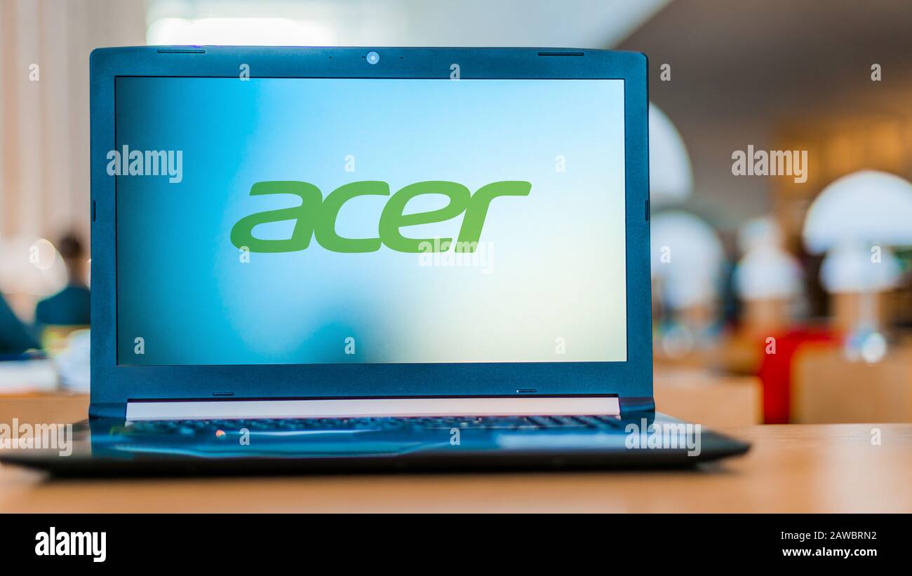 POZNAN, POL - DEC 11, 2019: Laptop computer displaying logo of Acer Inc ...