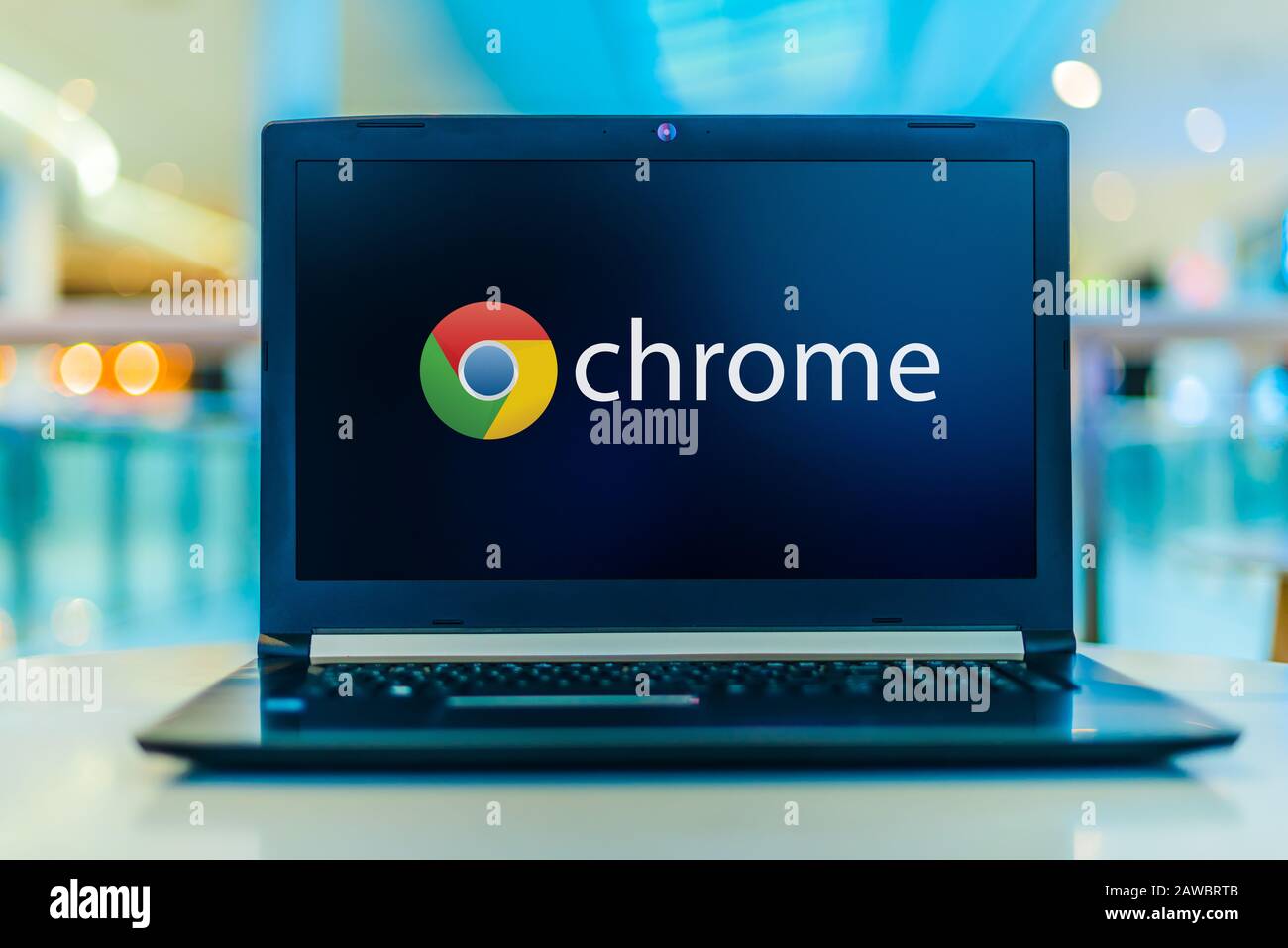 POZNAN, POL - JAN 30, 2020: Laptop computer displaying logo of Google ...