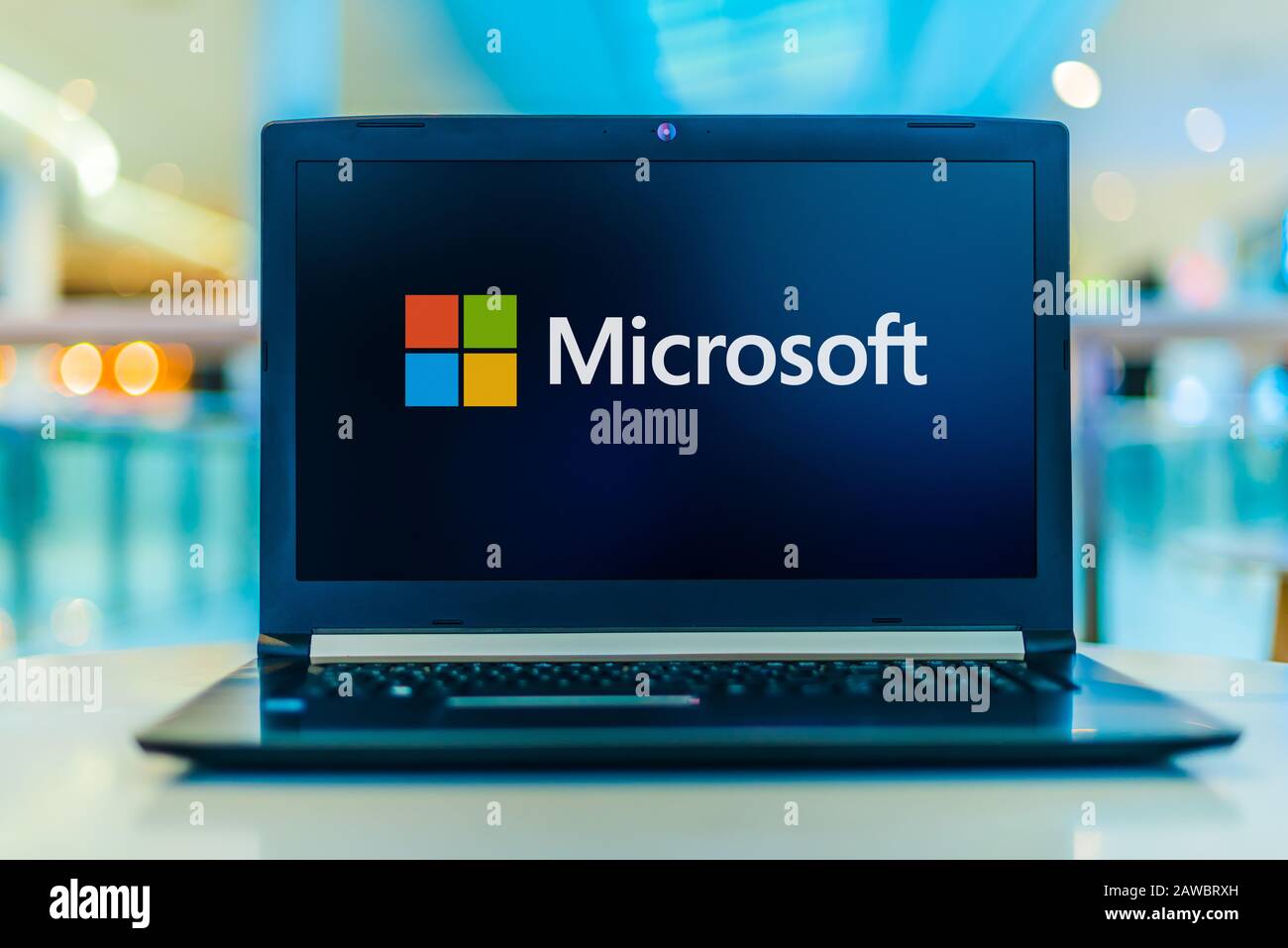 POZNAN, POL - JAN 30, 2020: Laptop computer displaying logo of ...