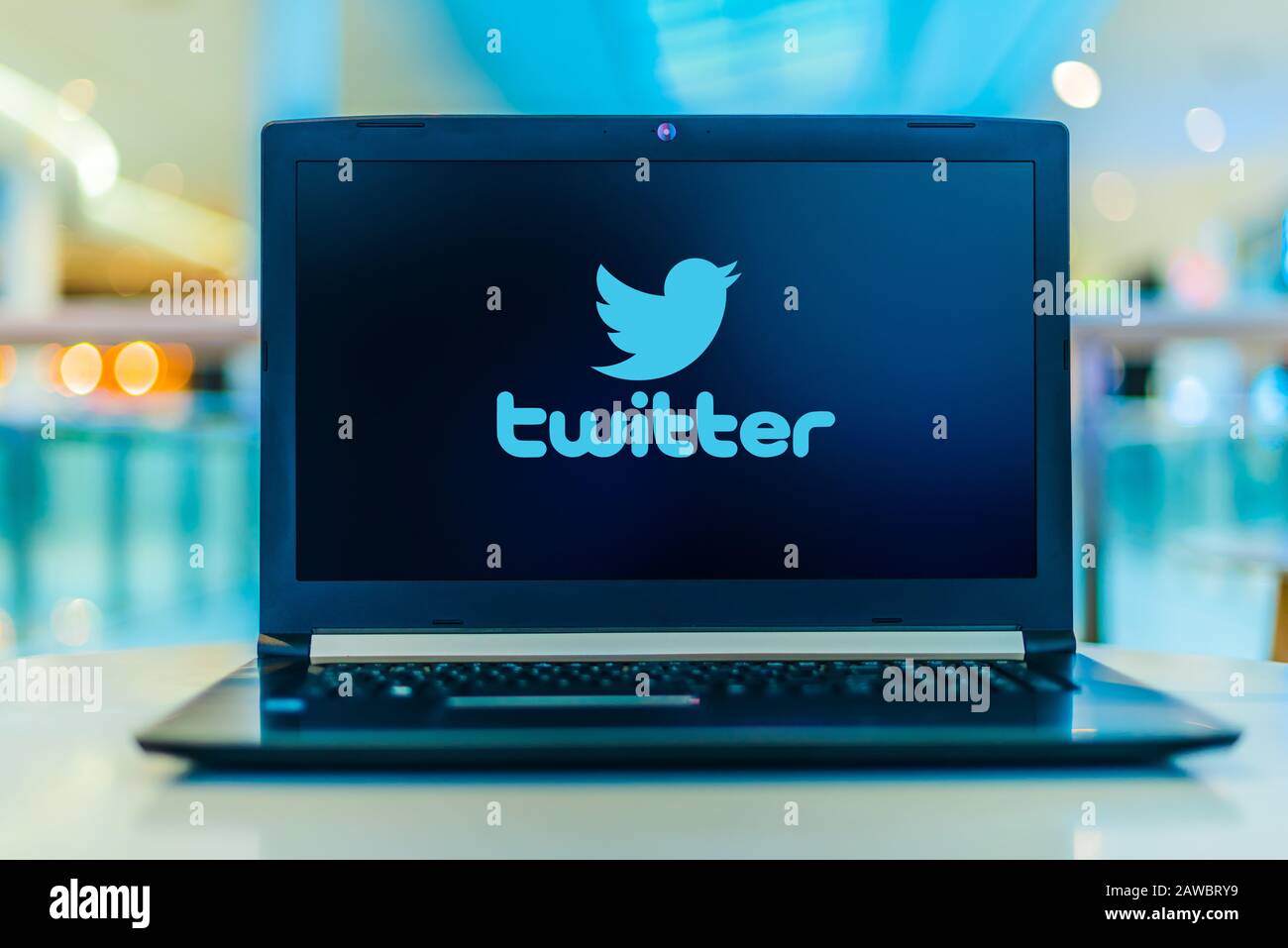 POZNAN, POL - JAN 30, 2020: Laptop computer displaying logo of Twitter ...