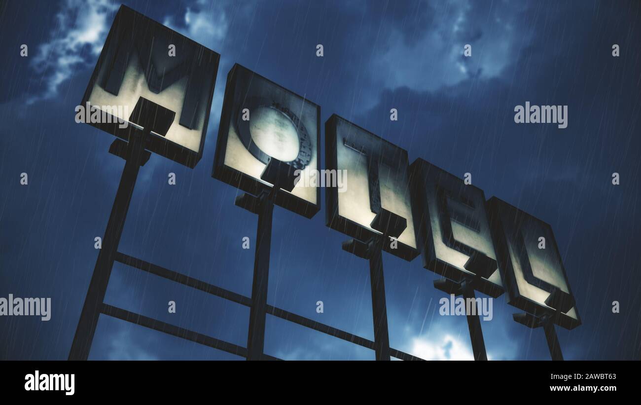 Old Grungy Motel Sign in Rain Real Clouds Timelapse and 3D Design ...