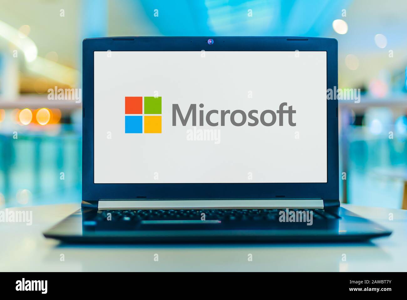 POZNAN, POL - JAN 30, 2020: Laptop computer displaying logo of ...