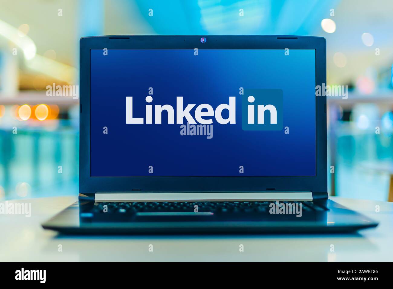 POZNAN, POL - JAN 30, 2020: Laptop computer displaying logo of LinkedIn ...