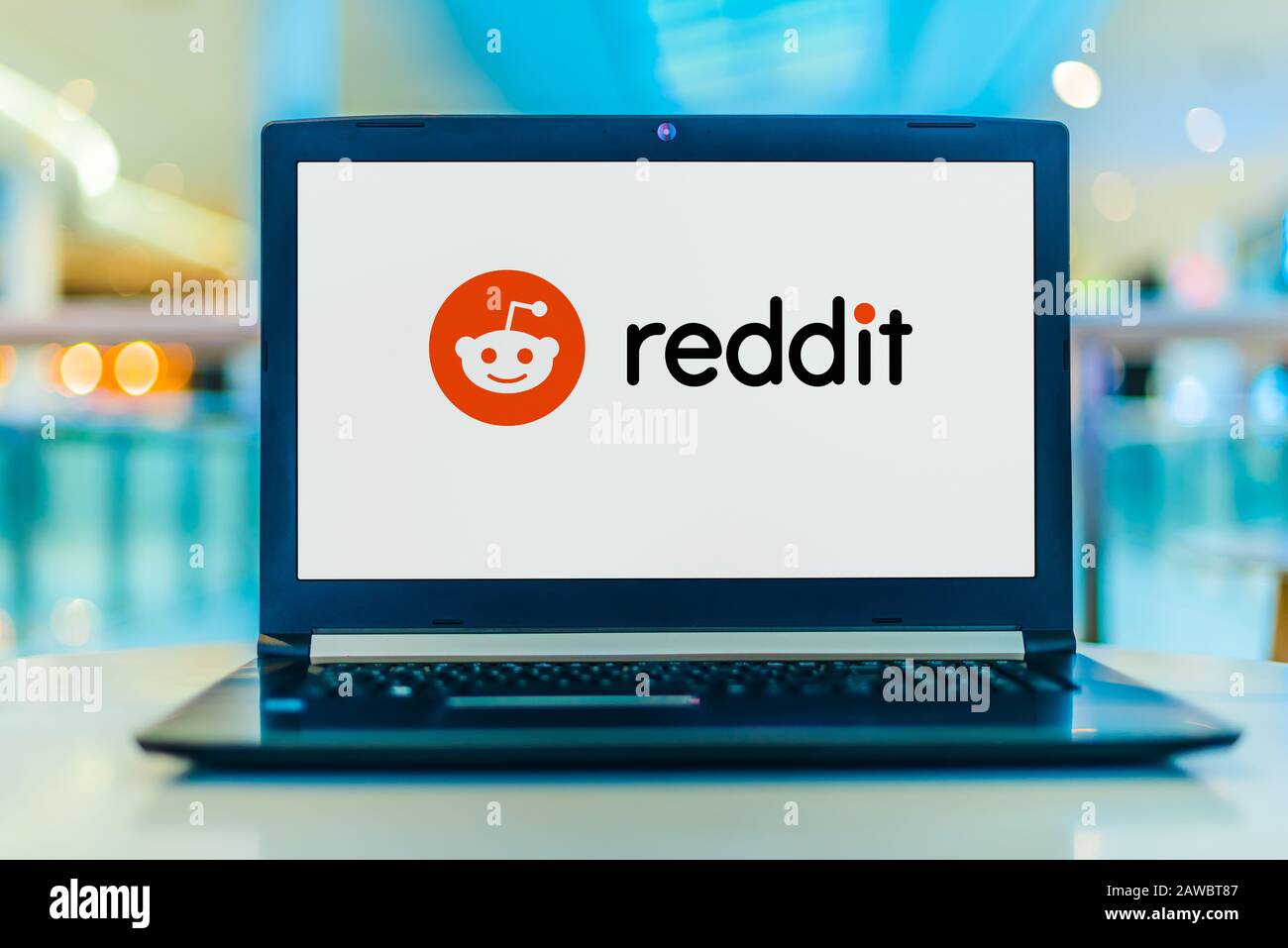 POZNAN, POL - JAN 30, 2020: Laptop computer displaying logo of Reddit ...