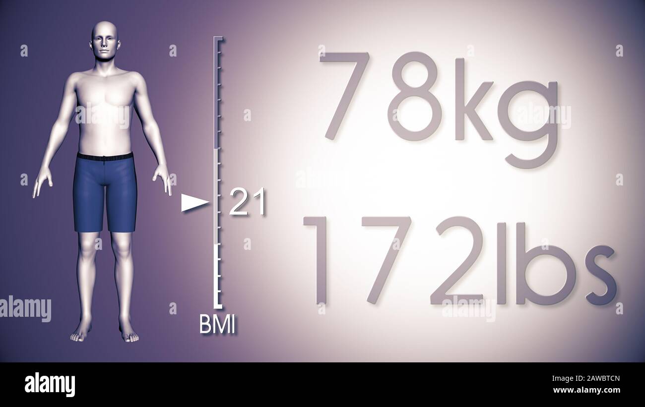 3D Illustration of an Obese Man Losing Body Weight and BMI Index Stock ...