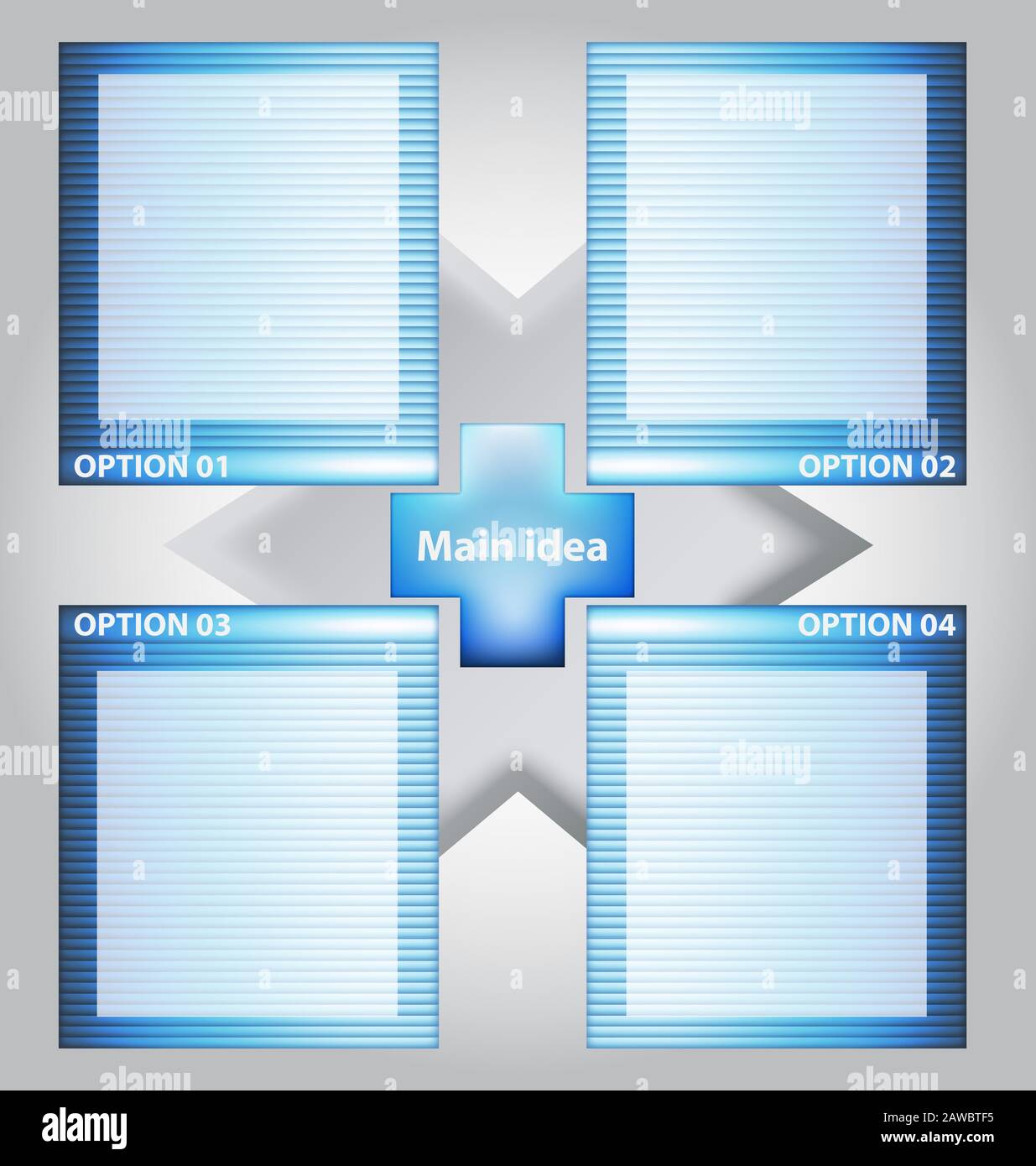Stylized presentation template with empty text boxes and embellishment ...